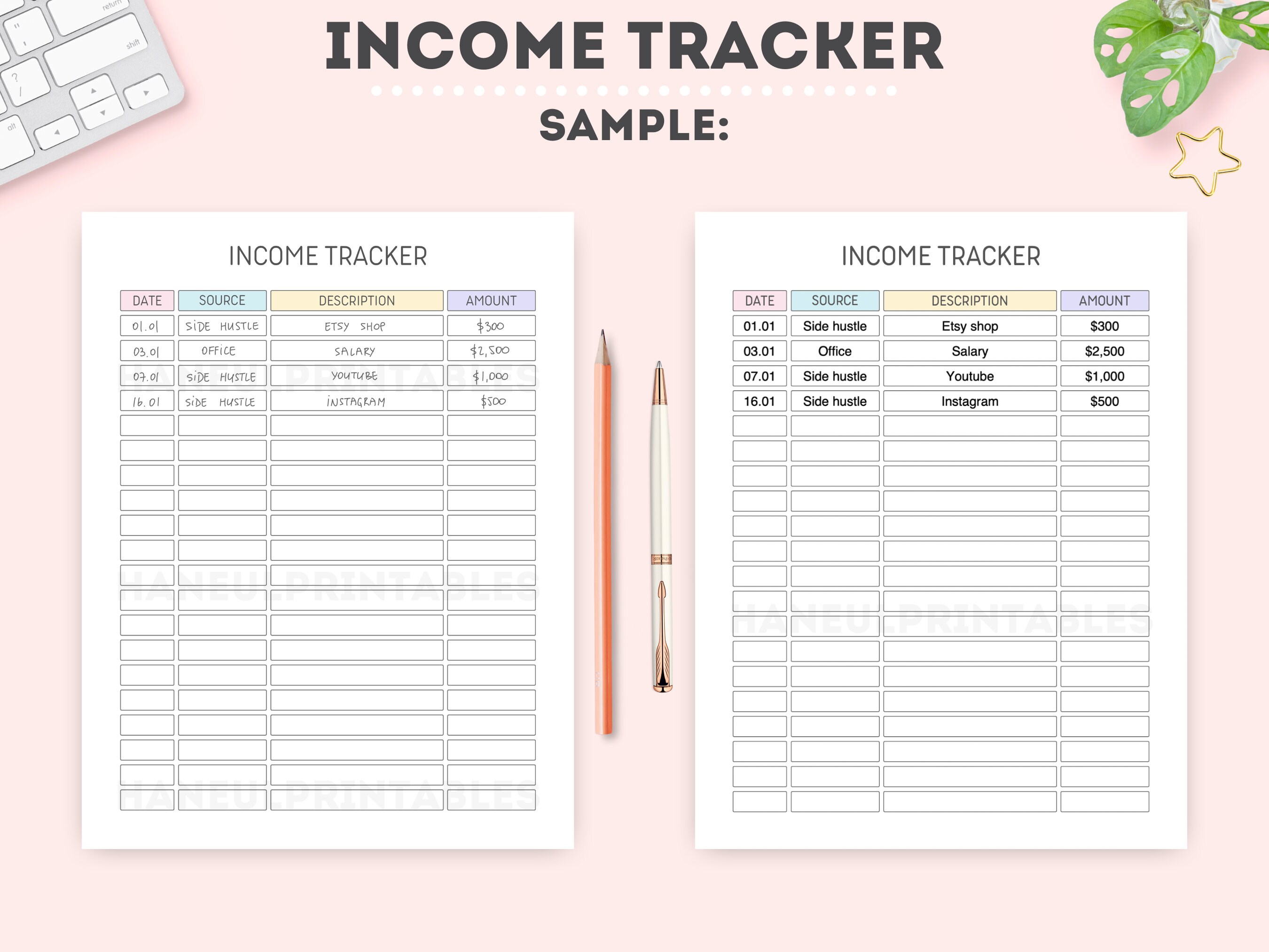 Editable Income Tracker|printable Financial Planner|income Sheet|budget ...