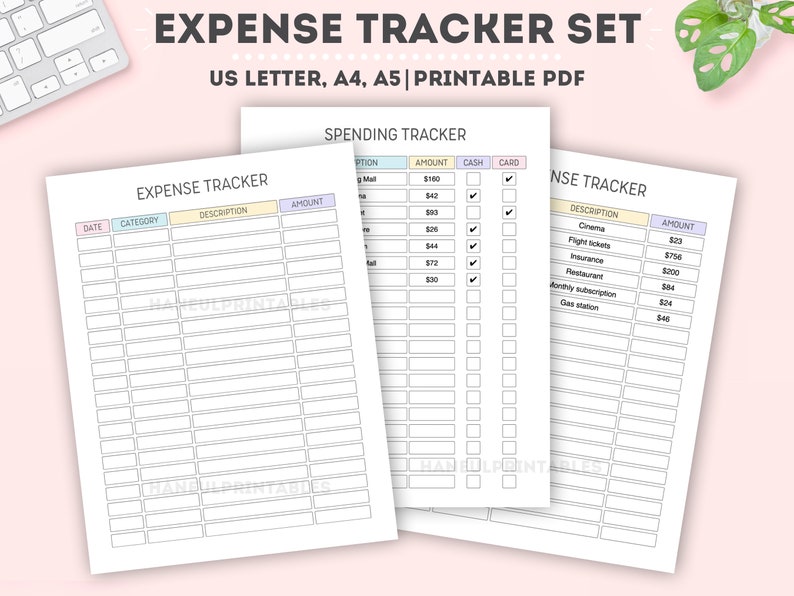 Editable Expense Tracker Set|printable Spending Tracker|purchase Log ...