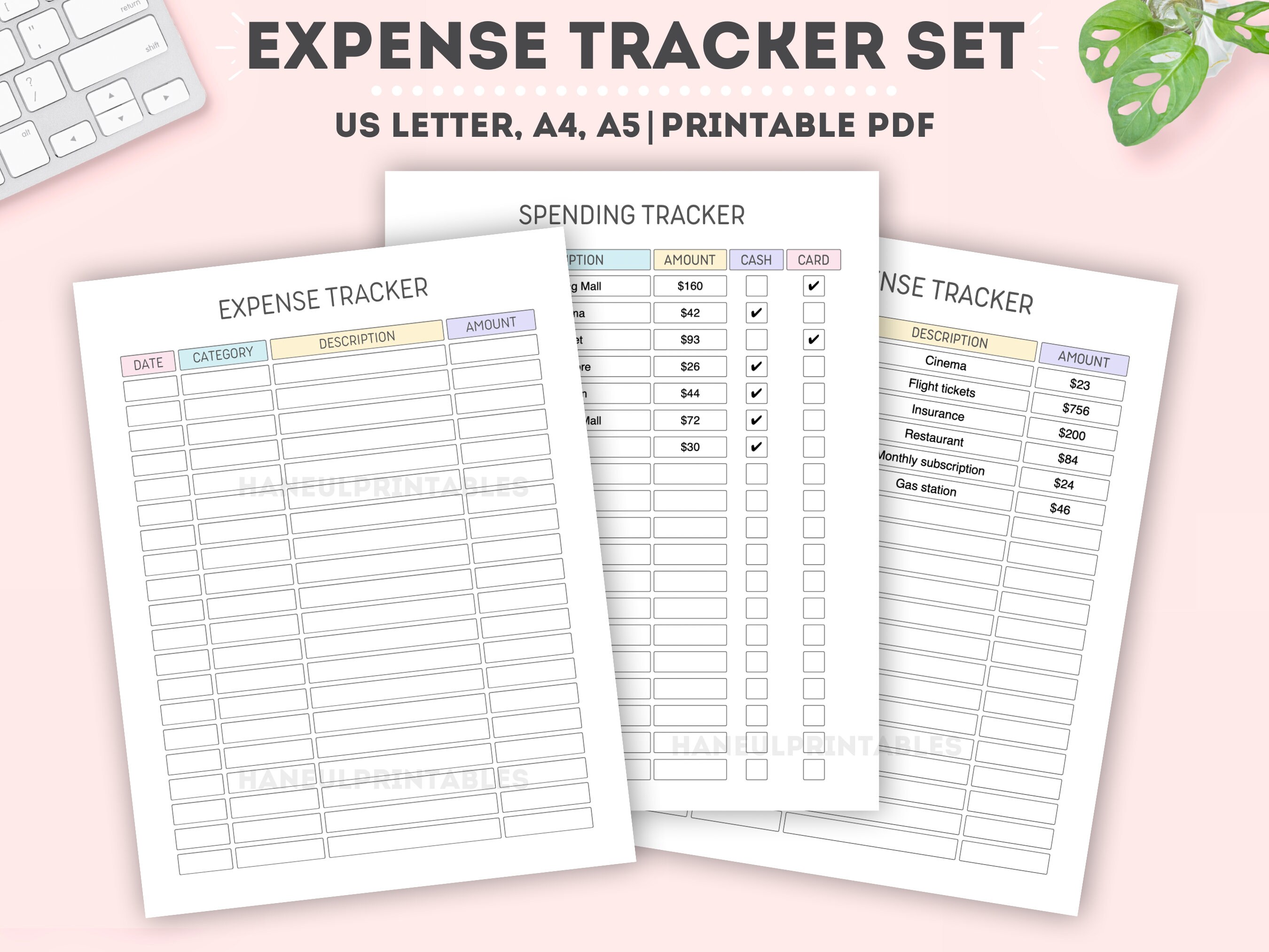 Editable Expense Tracker Set|printable Spending Tracker|purchase Log ...