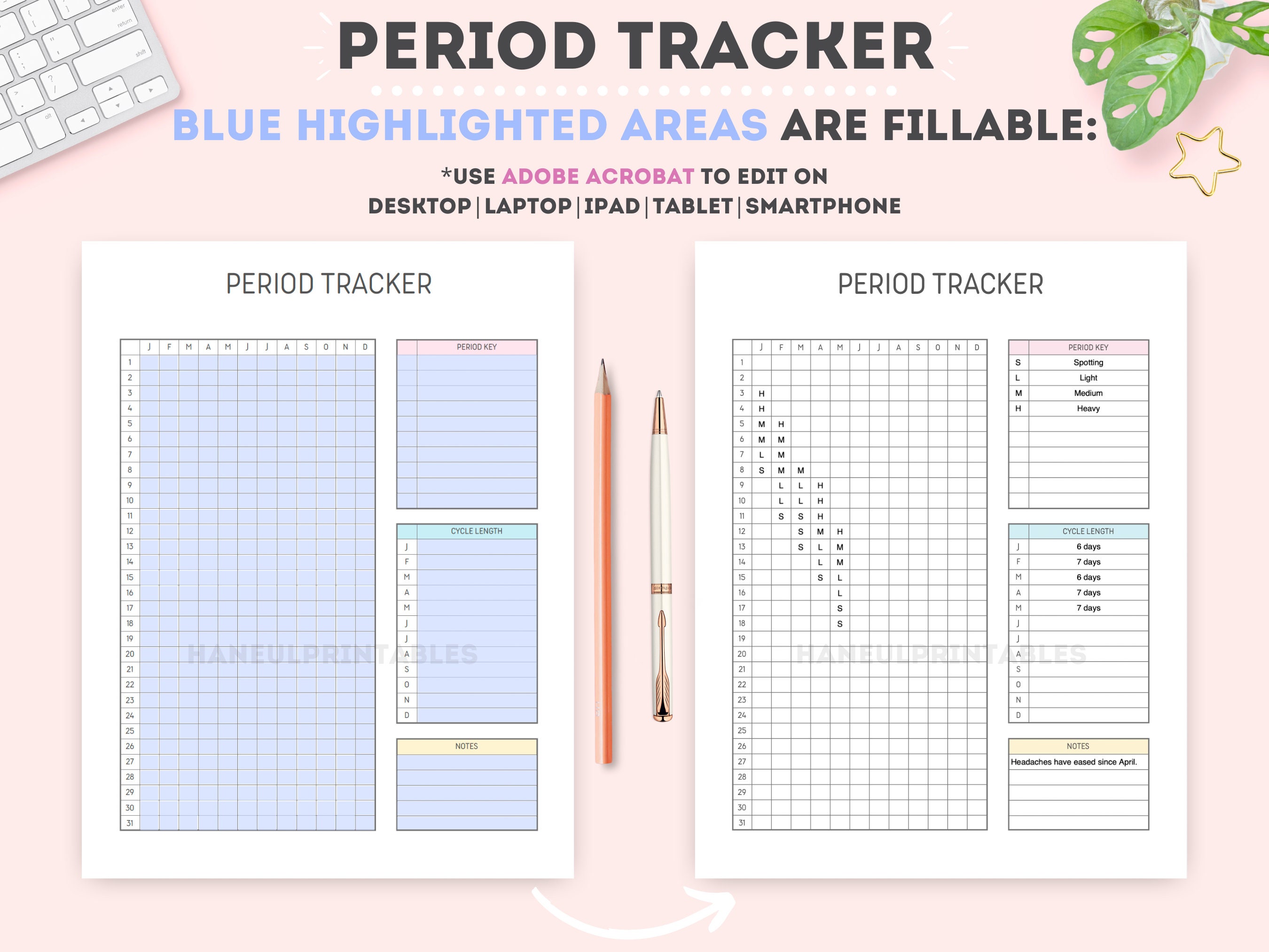 Editable Period Trackerprintable Period Trackermenstrual - Etsy