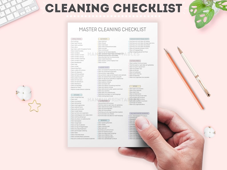 Printable Master Cleaning Checklist|cleaning Planner|home Cleaning ...
