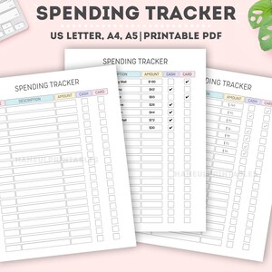 Editable Spending Tracker|printable Expense Tracker|purchase Log ...