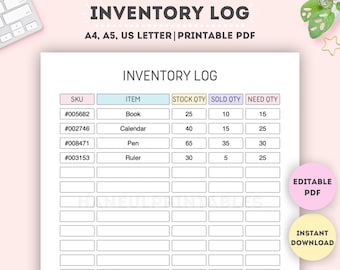 Editable Inventory Management Form Inventory Tracker PDF - Etsy UK