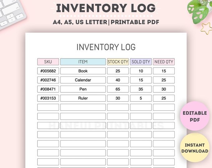 Editable Inventory Logprintable Inventory Trackerinventory ...