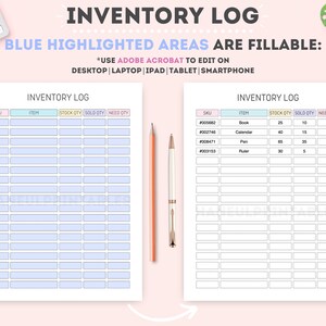 Editable Inventory Log|printable Inventory Tracker|inventory List ...