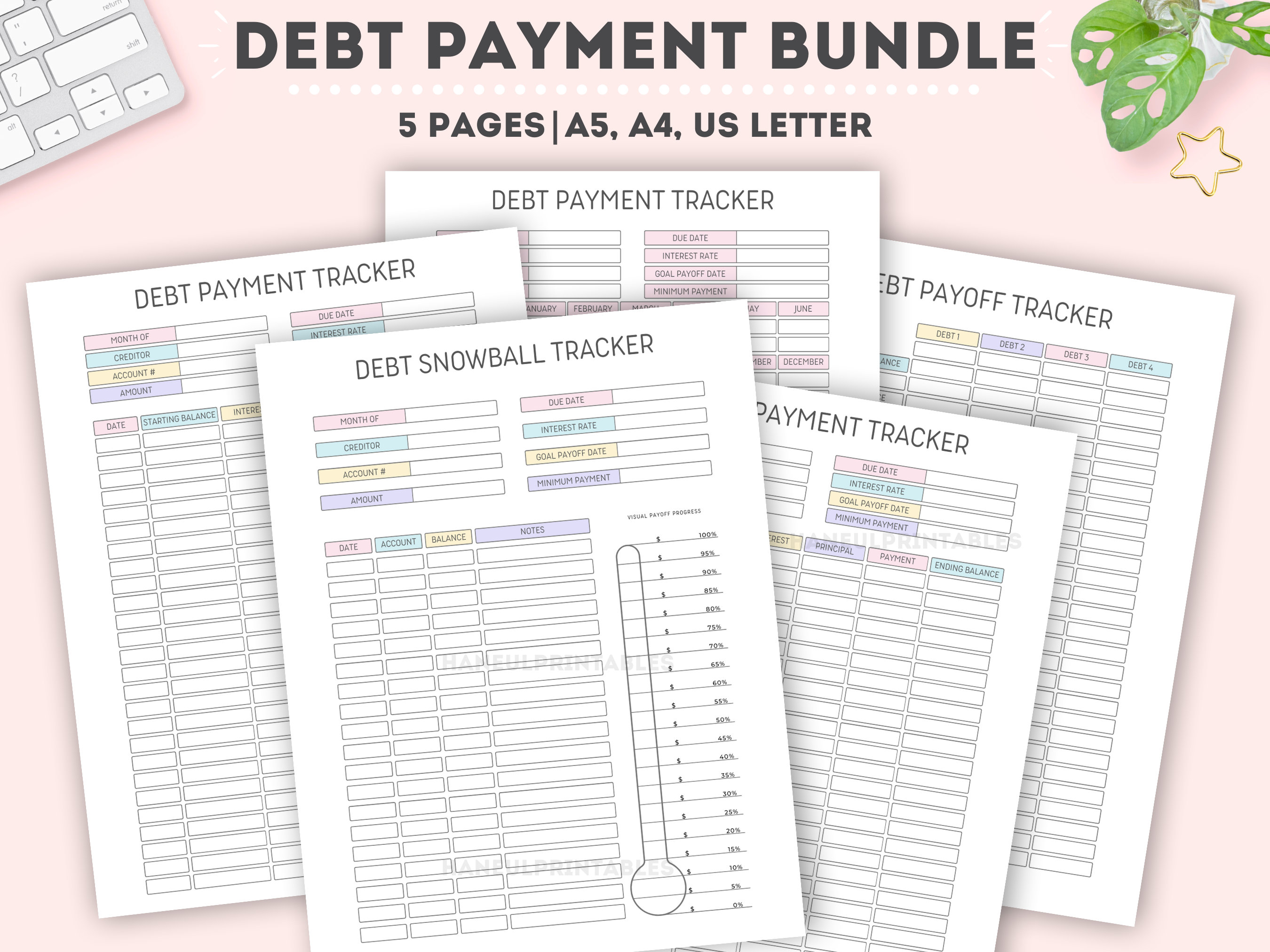 Editable Debt Payment Tracker Bundle|printable Debt Payoff Tracker|debt ...
