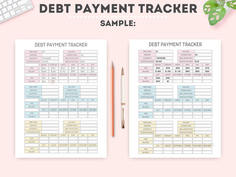 Editable Debt Payment Trackerprintable Debt Progress Trackerdebt ...