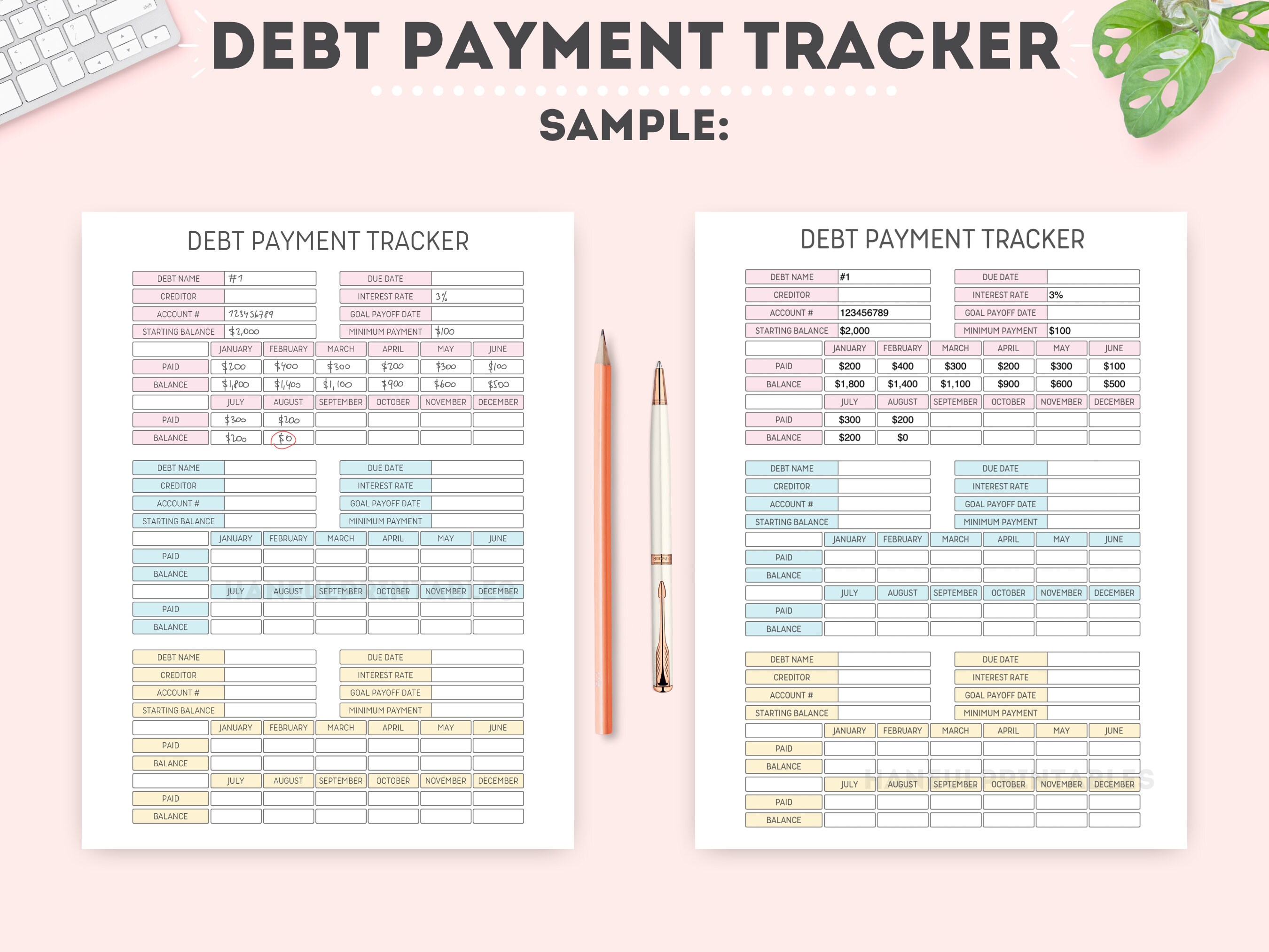 Editable Debt Payment Trackerprintable Debt Progress Trackerdebt ...