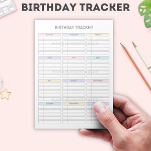 Editable Birthday Tracker|printable Birthday List|birthday Chart ...