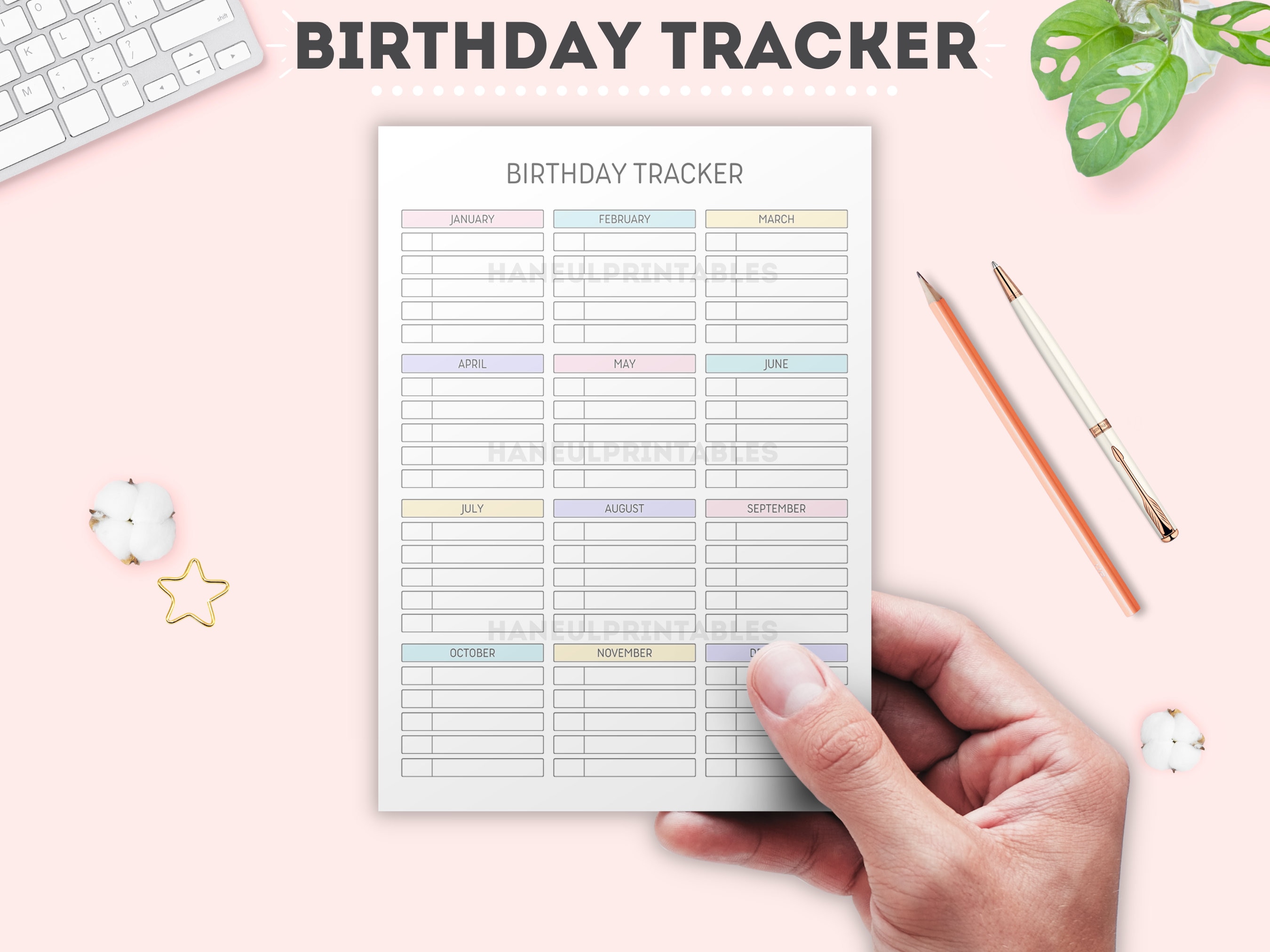 Editable Birthday Trackerprintable Birthday Listbirthday - Etsy