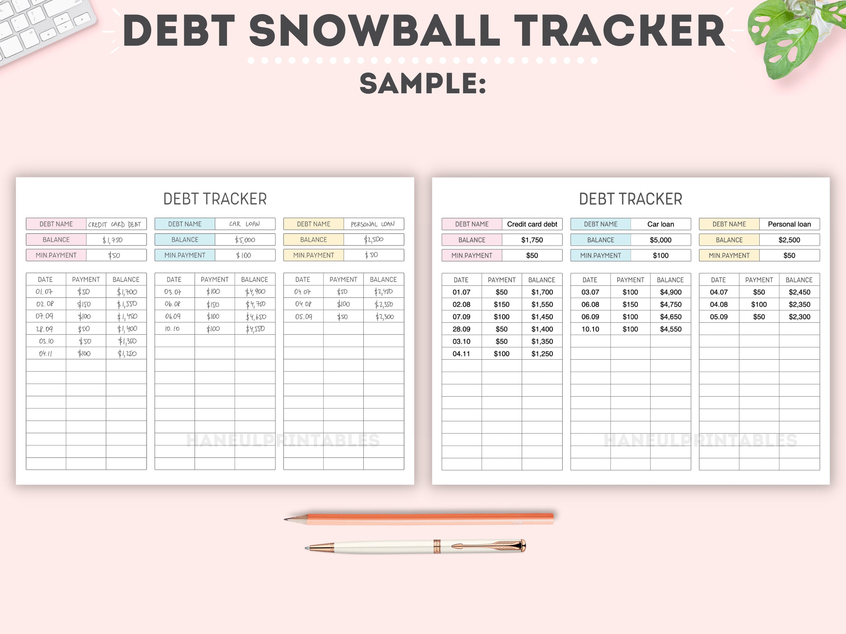 Editable Debt Snowball Trackerprintable Debt Progress - Etsy Canada