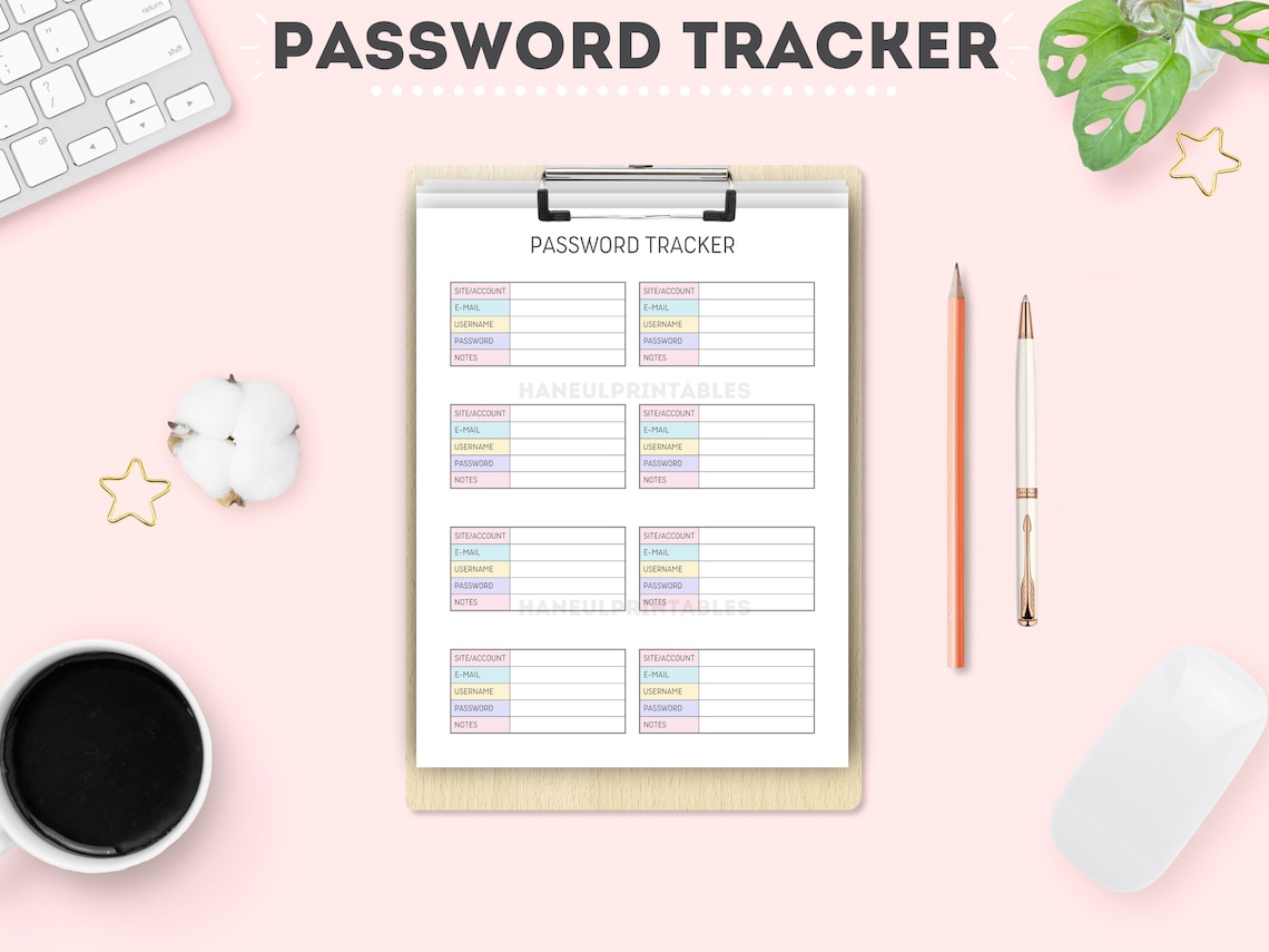 Editable Password Trackerprintable Password Trackerpassword - Etsy