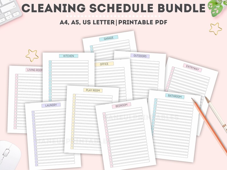 Editable Cleaning Schedule Bundle, Printable, Weekly, Monthly, Yearly ...