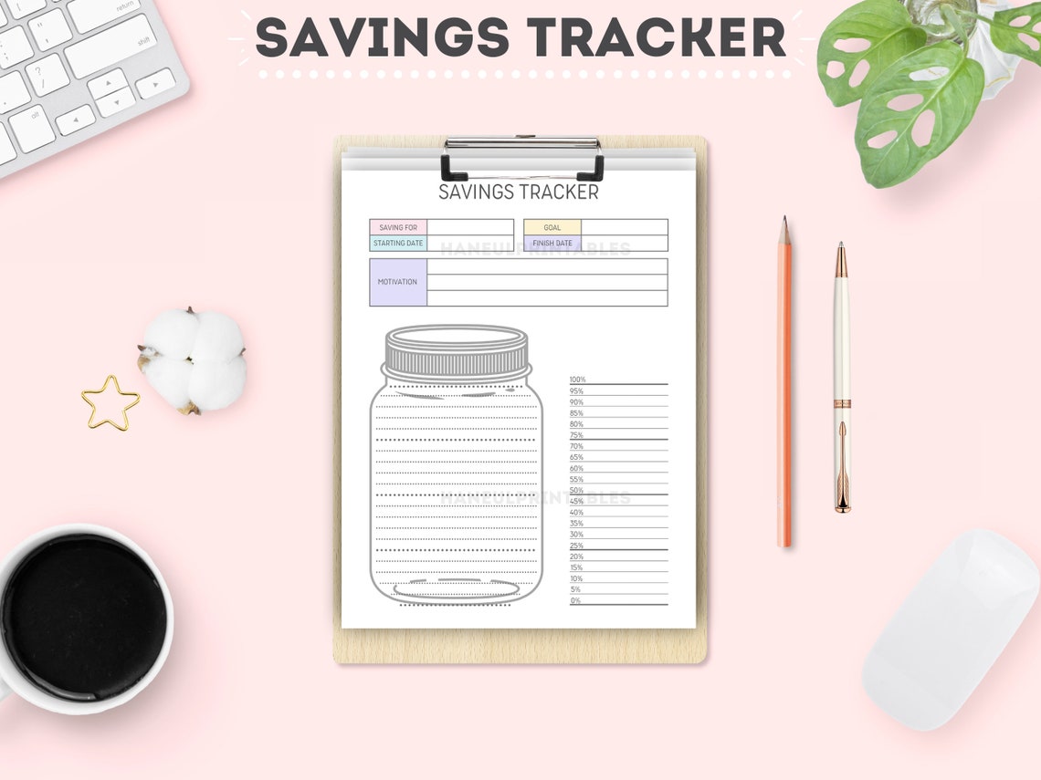 Editable Mason Jar Savings Trackereditable Savings Logmoney - Etsy