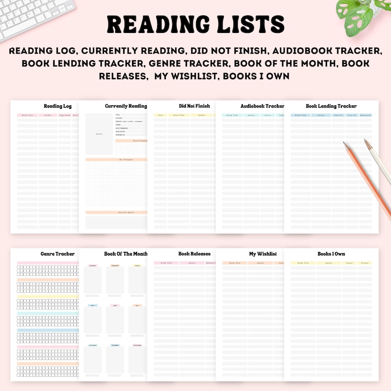 Printable Reading Journal: Book Review, Tracker, Log (PDF) - Etsy
