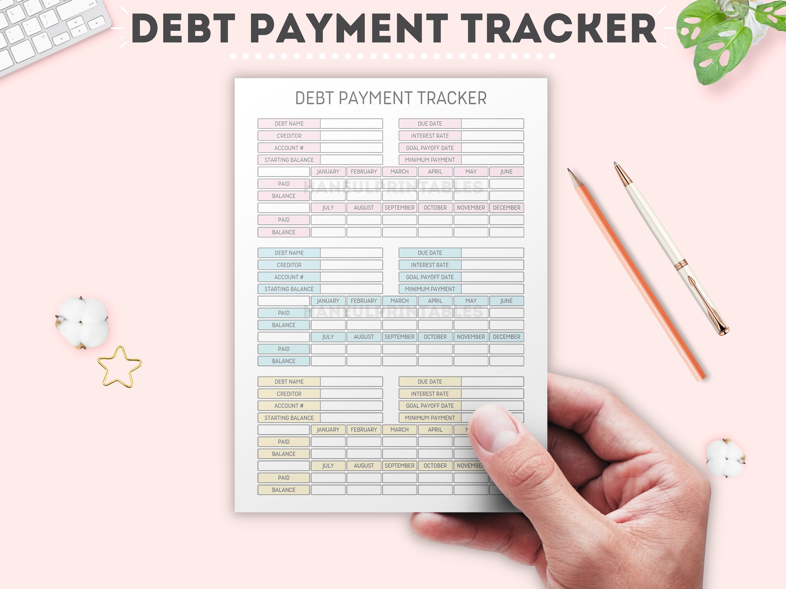 Editable Debt Payment Trackerprintable Debt Progress Trackerdebt ...