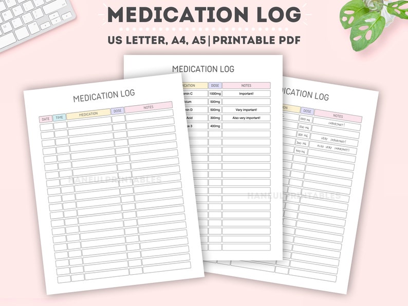 Editable Medication Log|printable Supplement Tracking Sheet|medication ...