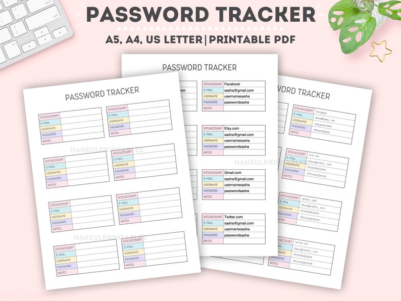 Editable Password Tracker|printable Password Tracker|password Log ...