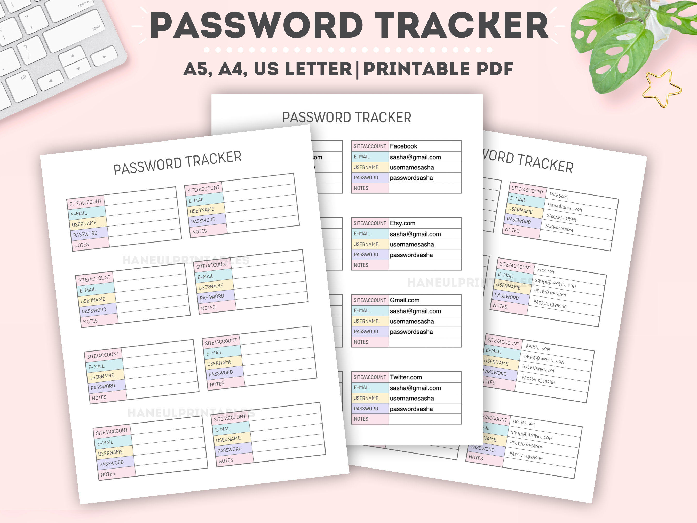 Editable Password Trackerprintable Password Trackerpassword - Etsy