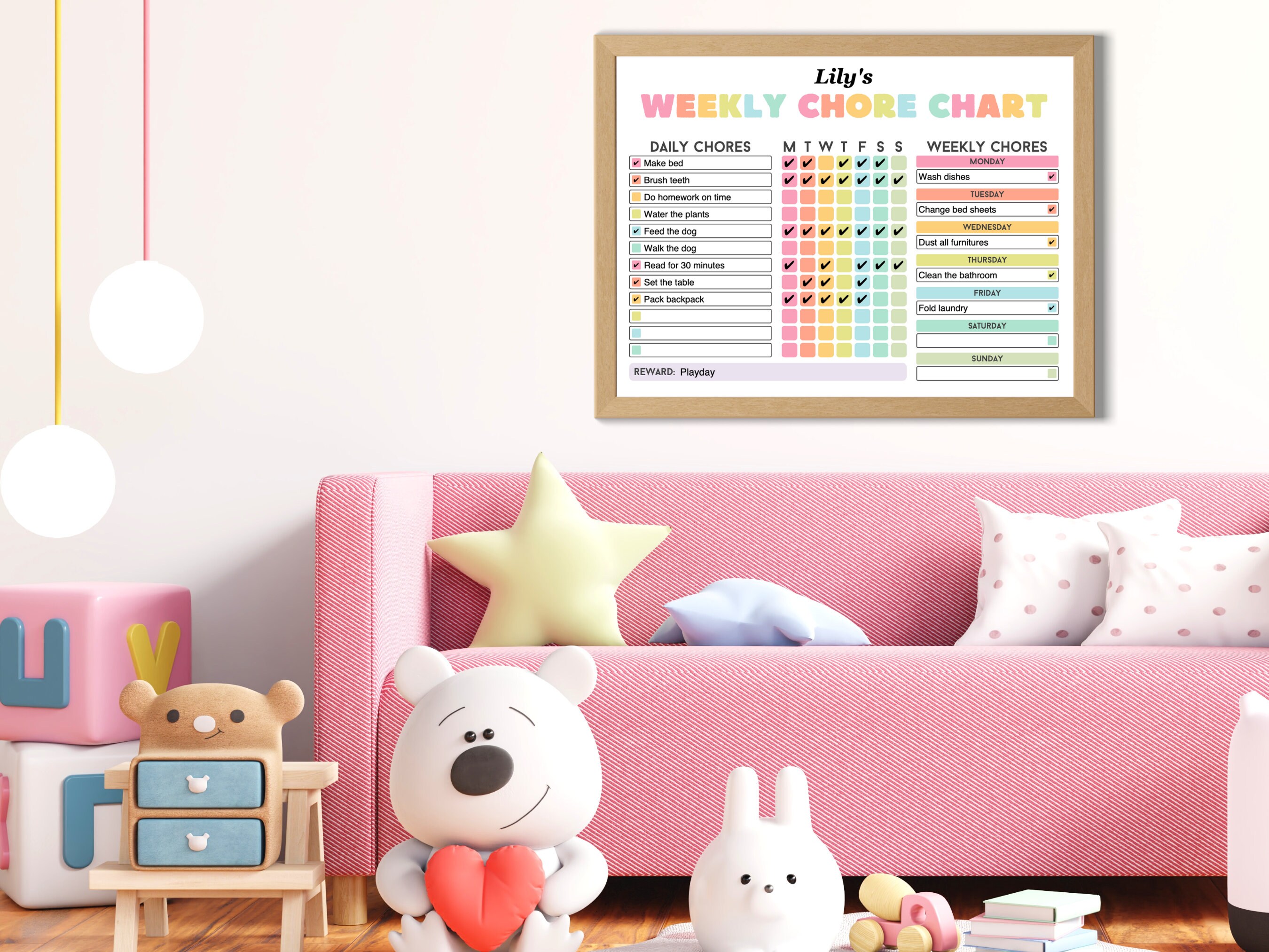 Editable Weekly Chore Chart For Kidskids Weekly Responsibility