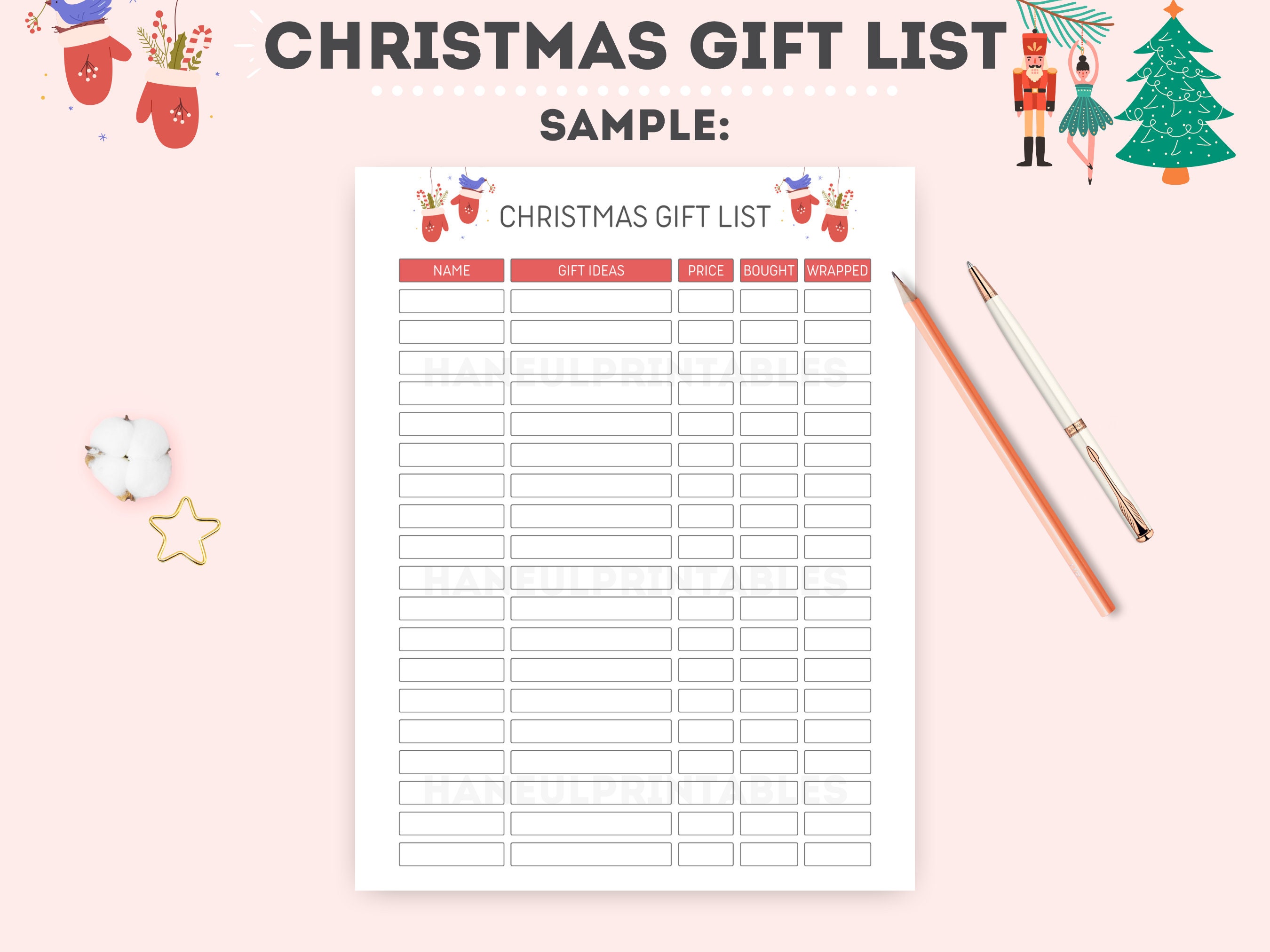 Editable Christmas Gift List|printable Christmas Gift Tracker|christmas ...