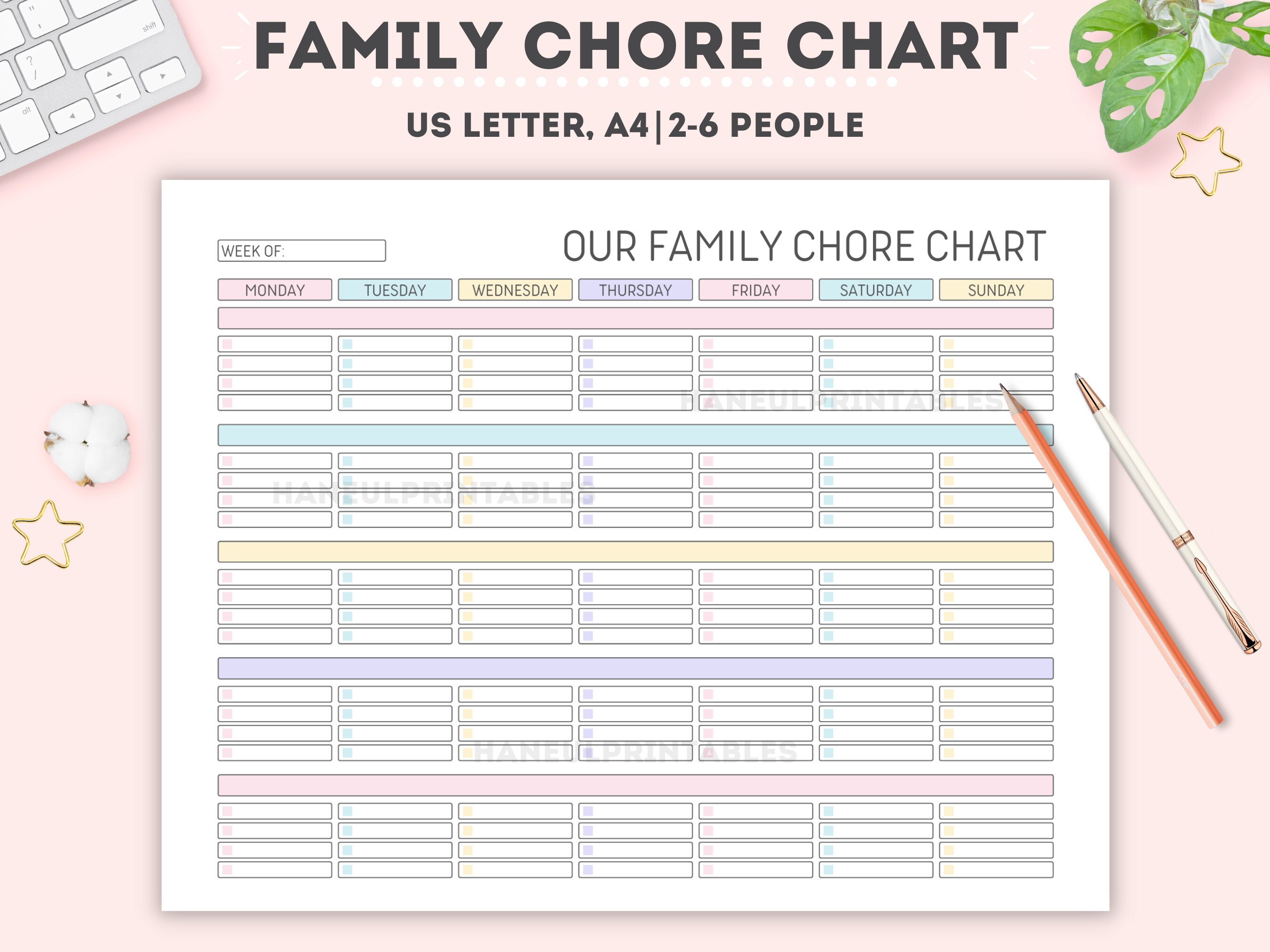 Editable Family Chore Chart: Weekly Cleaning Schedule (PDF) - Etsy