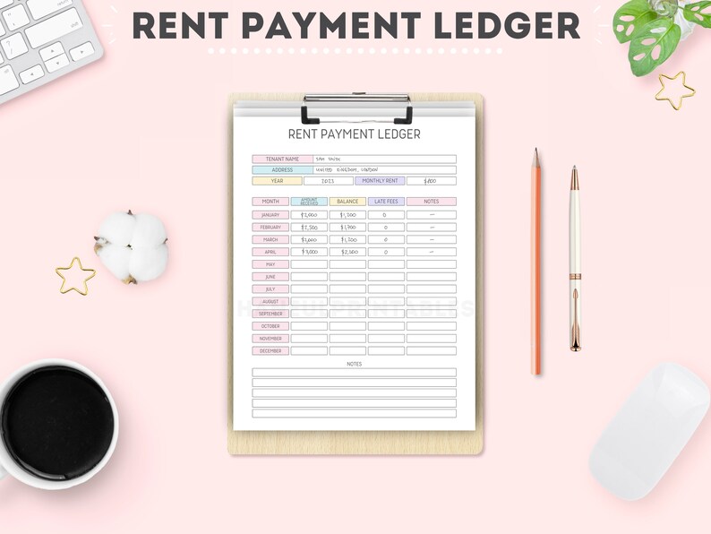 Printable Rent Payment Ledger: Editable Tenant Payment Tracker (a4/a5 ...