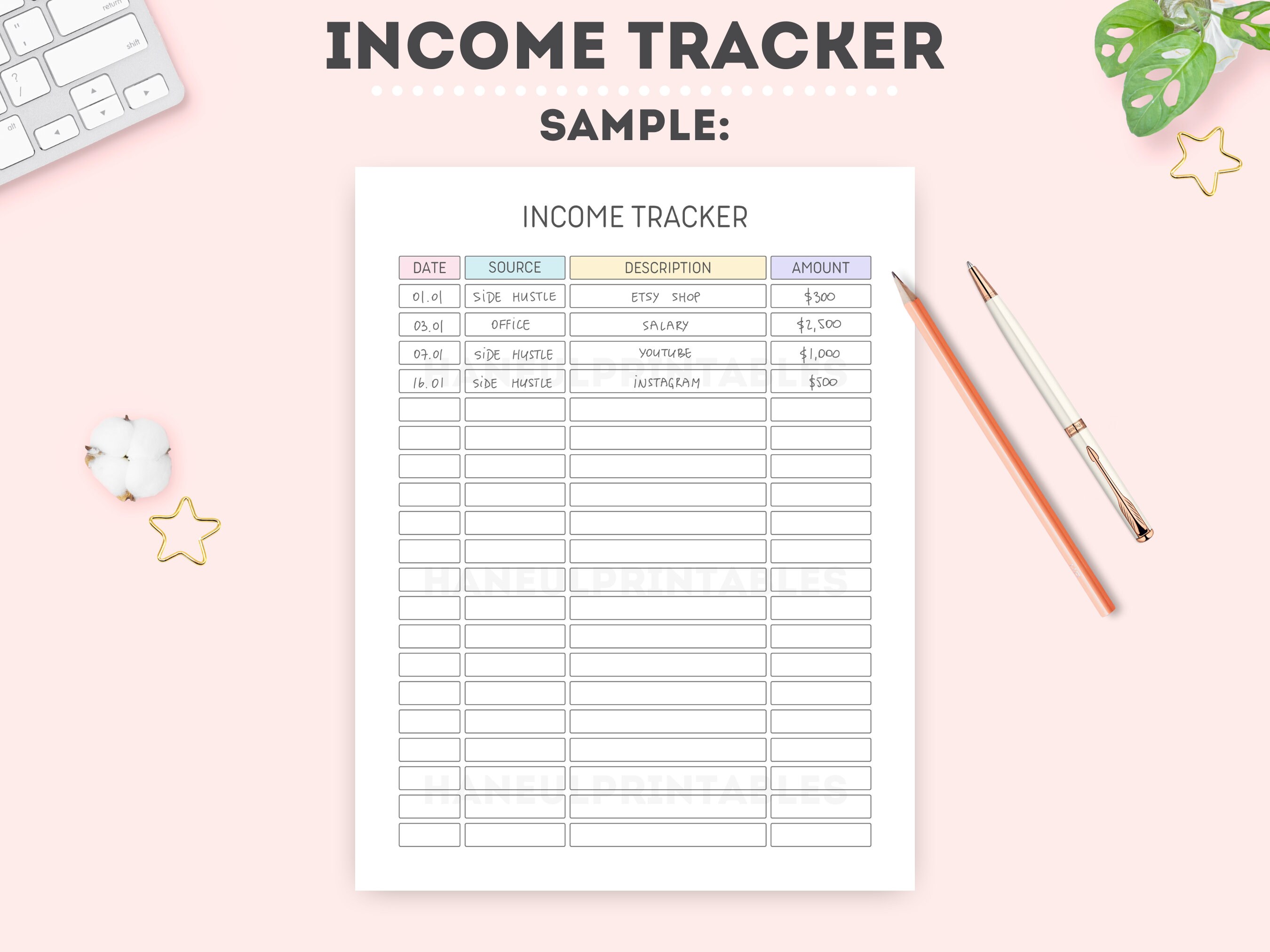 Editable Income Tracker|printable Financial Planner|income Sheet|budget ...