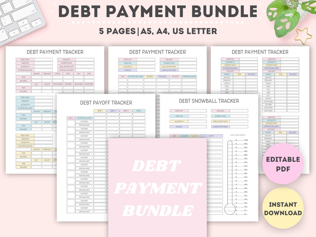 Editable Debt Payment Tracker Bundle|printable Debt Payoff Tracker|debt ...