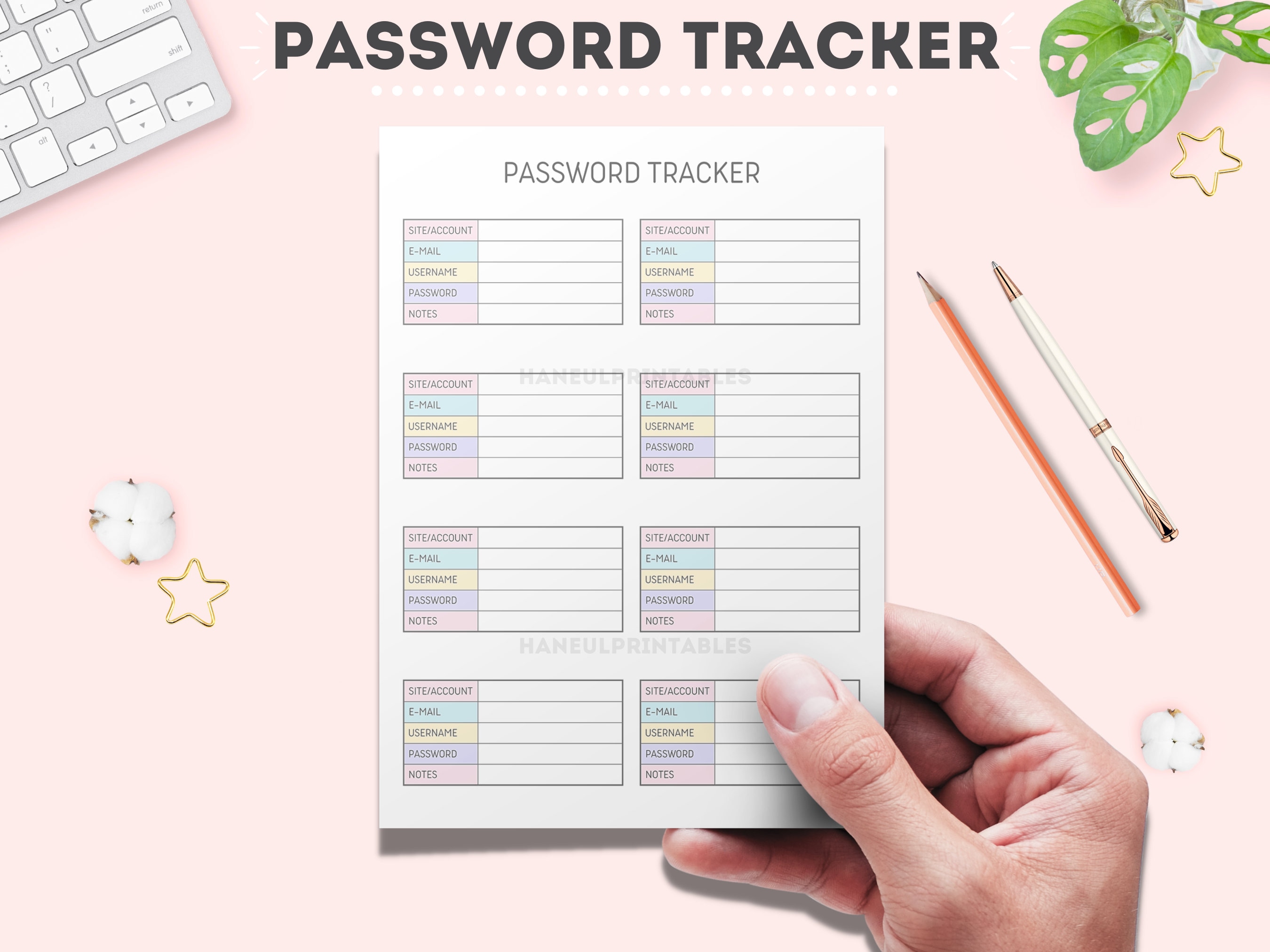 Editable Password Trackerprintable Password Trackerpassword - Etsy