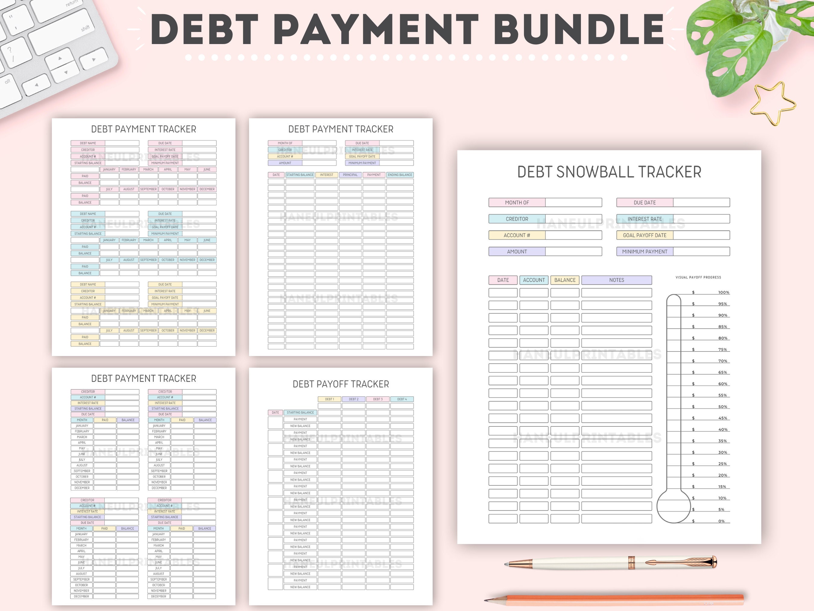 Editable Debt Payment Tracker Bundle|printable Debt Payoff Tracker|debt ...