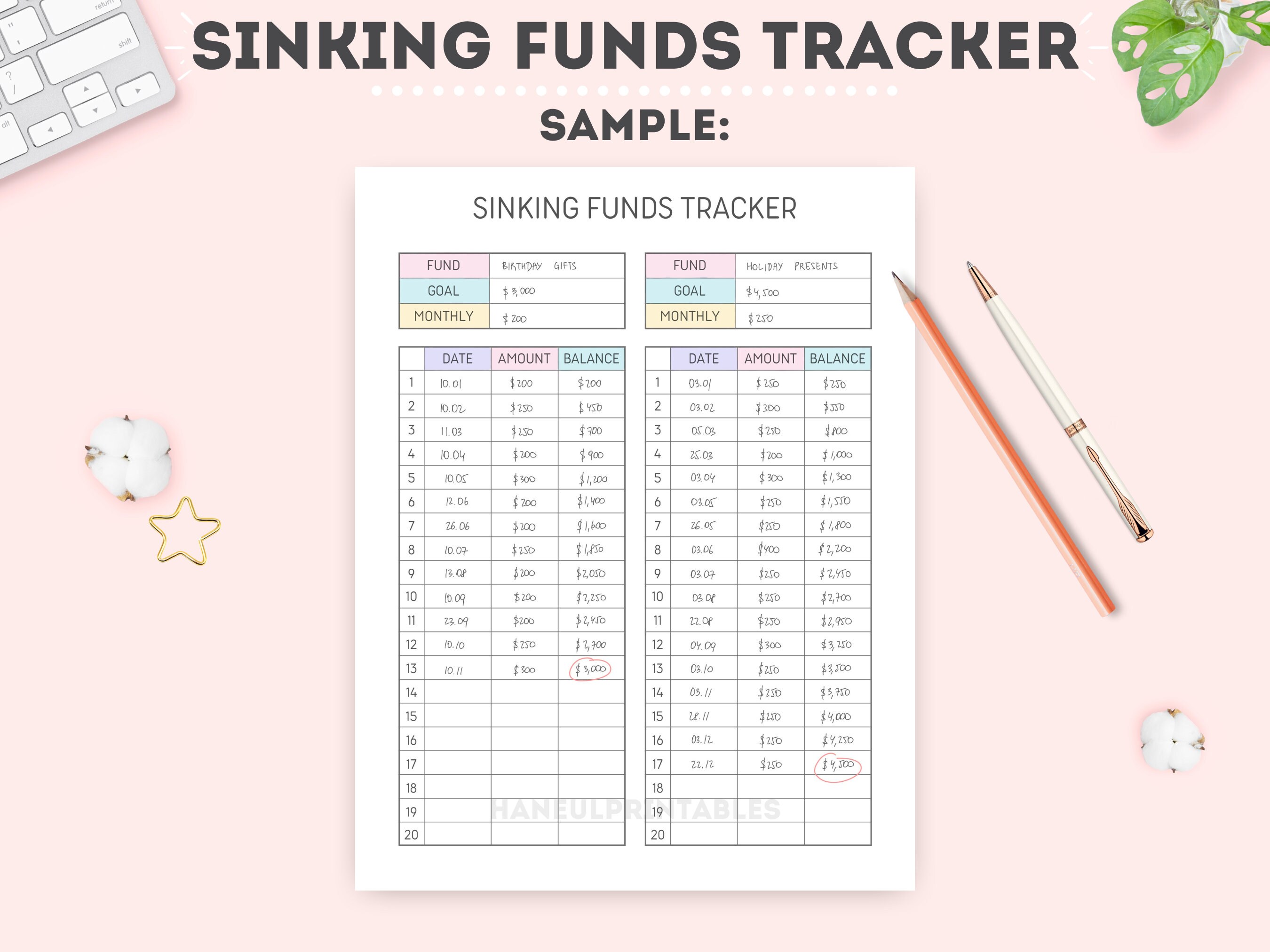 Editable Sinking Funds Tracker Printable: A4, A5, Letter (fillable PDF ...
