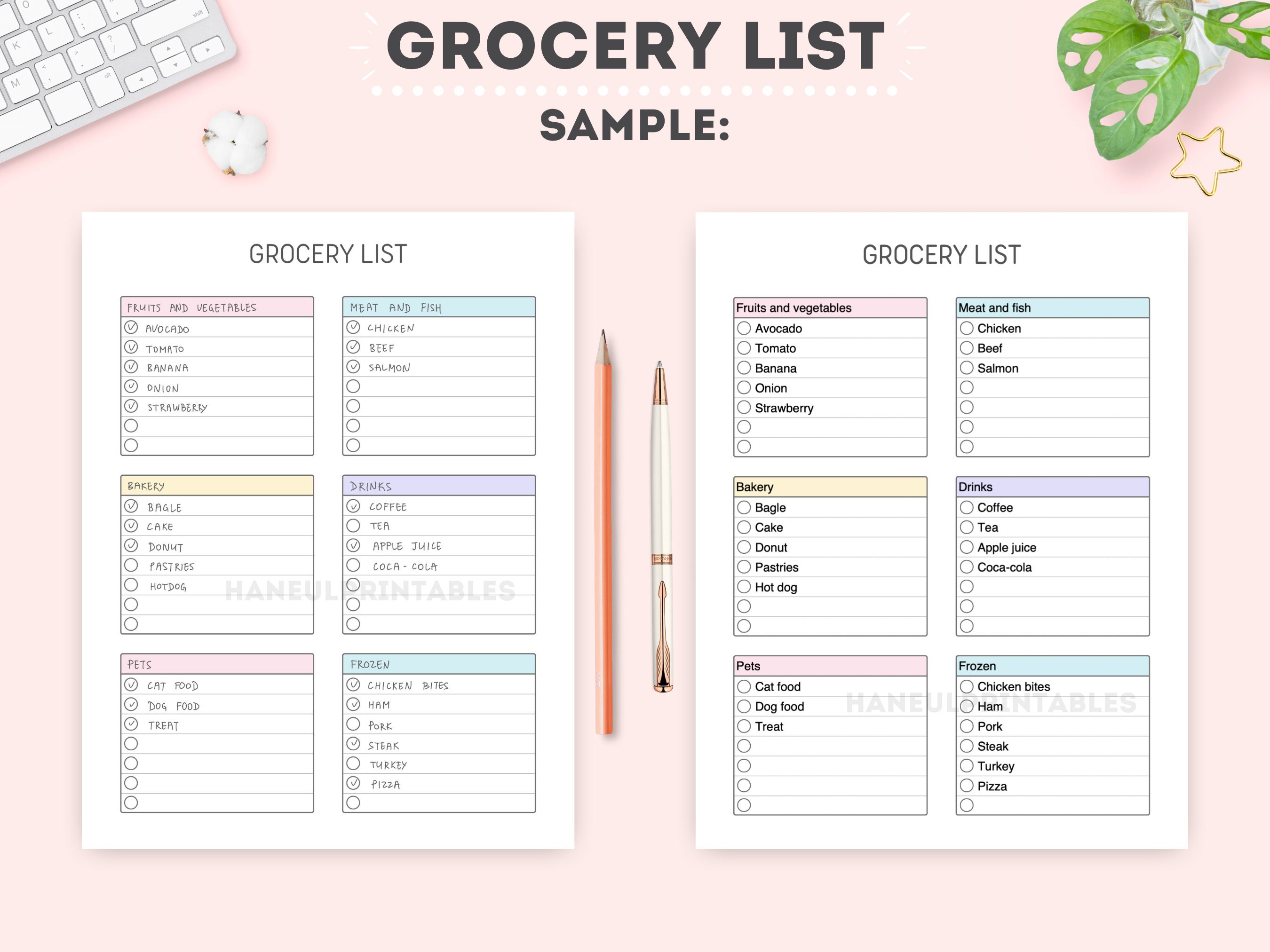 Editable Meal Planner and Grocery Listprintable Meal Planner - Etsy