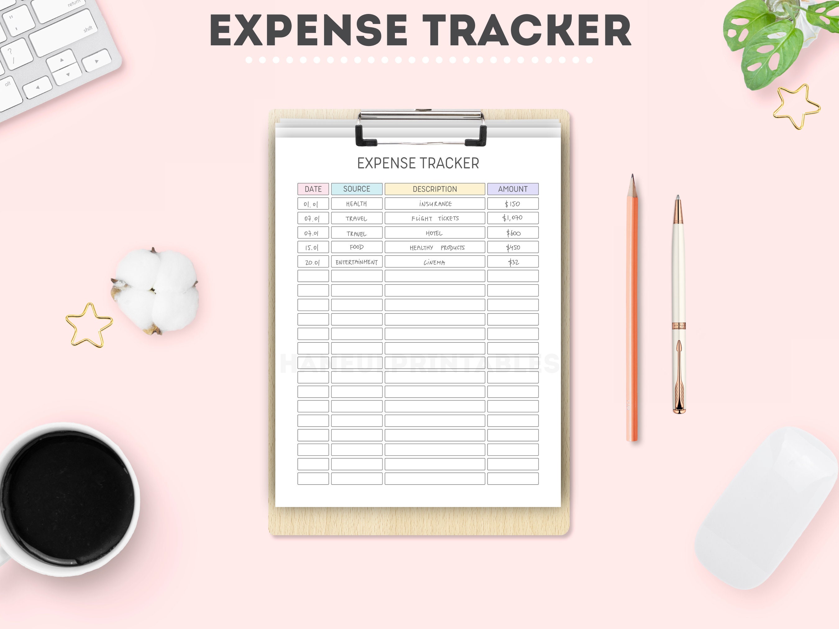 Editable Expense Trackerprintable Expense Logspending Trackerspending ...
