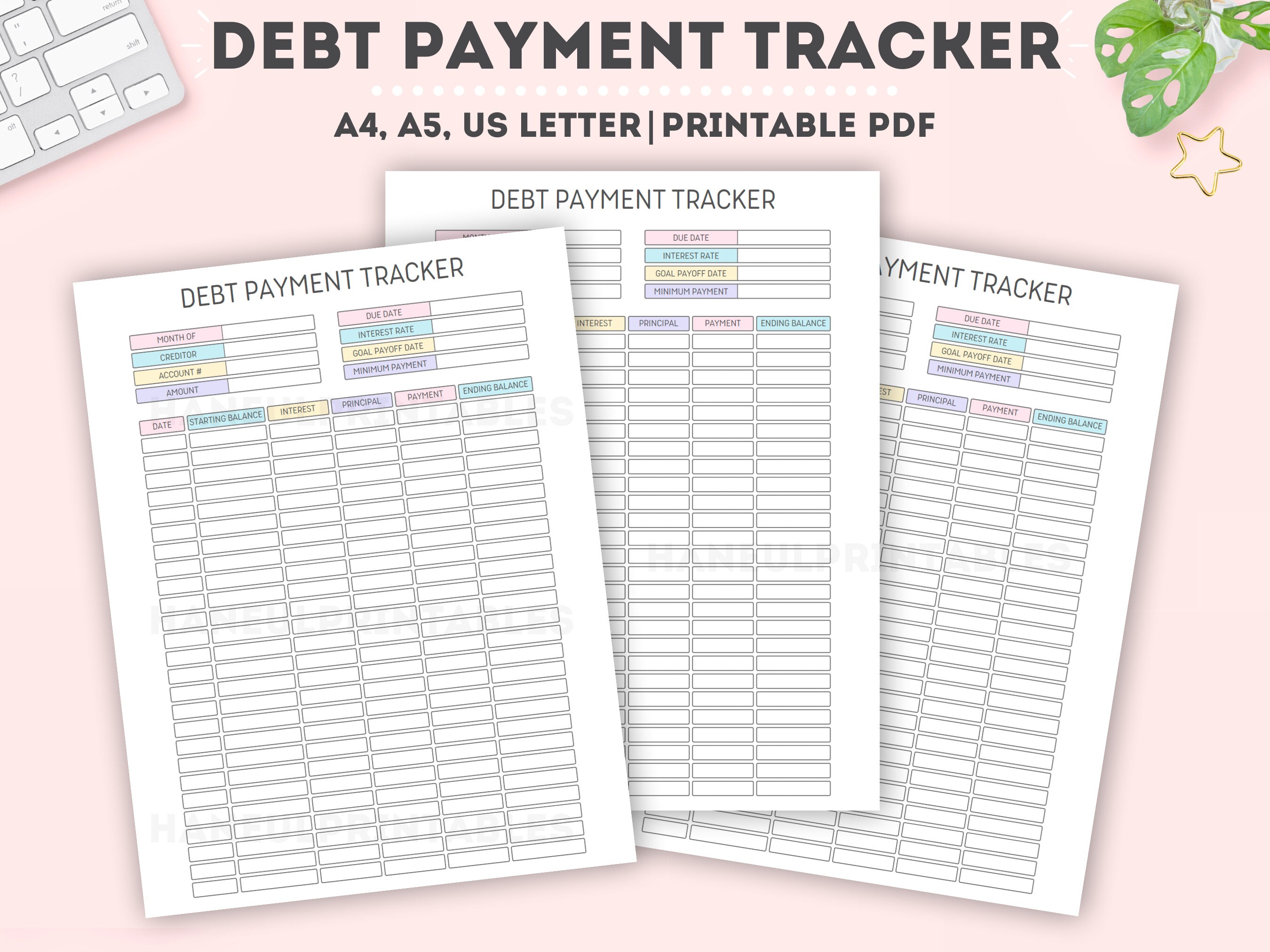 Editable Debt Payment Tracker: Printable Money Planner (a4/a5/letter ...