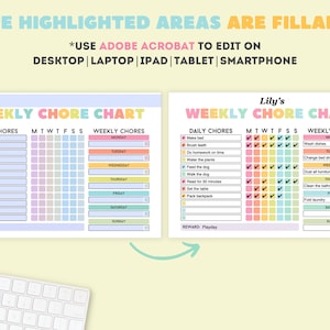 Editable Kids Weekly Chore Chart: Responsibility Checklist (US Letter ...