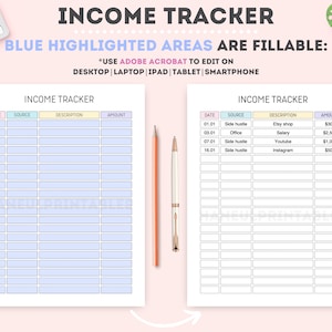 Editable Income Tracker|printable Financial Planner|income Sheet|budget ...