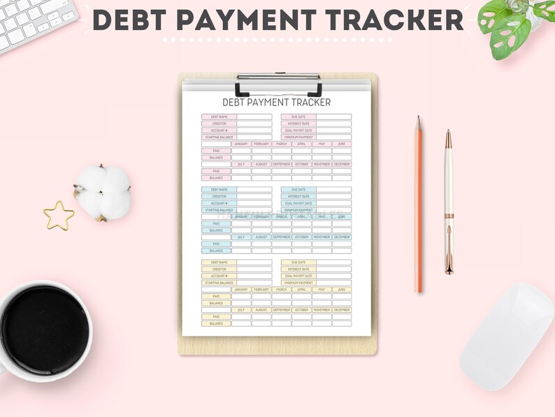 Editable Debt Payment Trackerprintable Debt Progress Trackerdebt ...