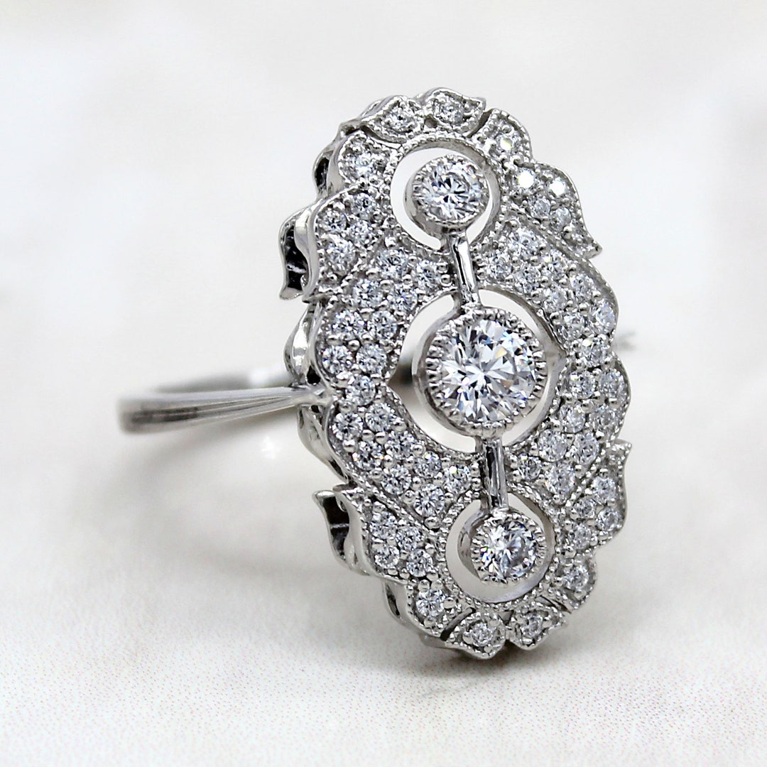 Art Deco Reproduction Ring, Art Deco Inspired Engagement/anniversary ...