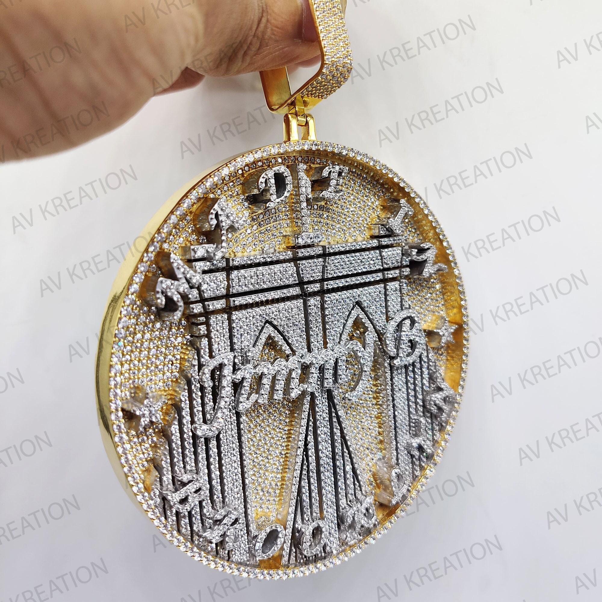 Big 6 Inch Custom Made Hip Hop Pendant Round Simulated | Etsy