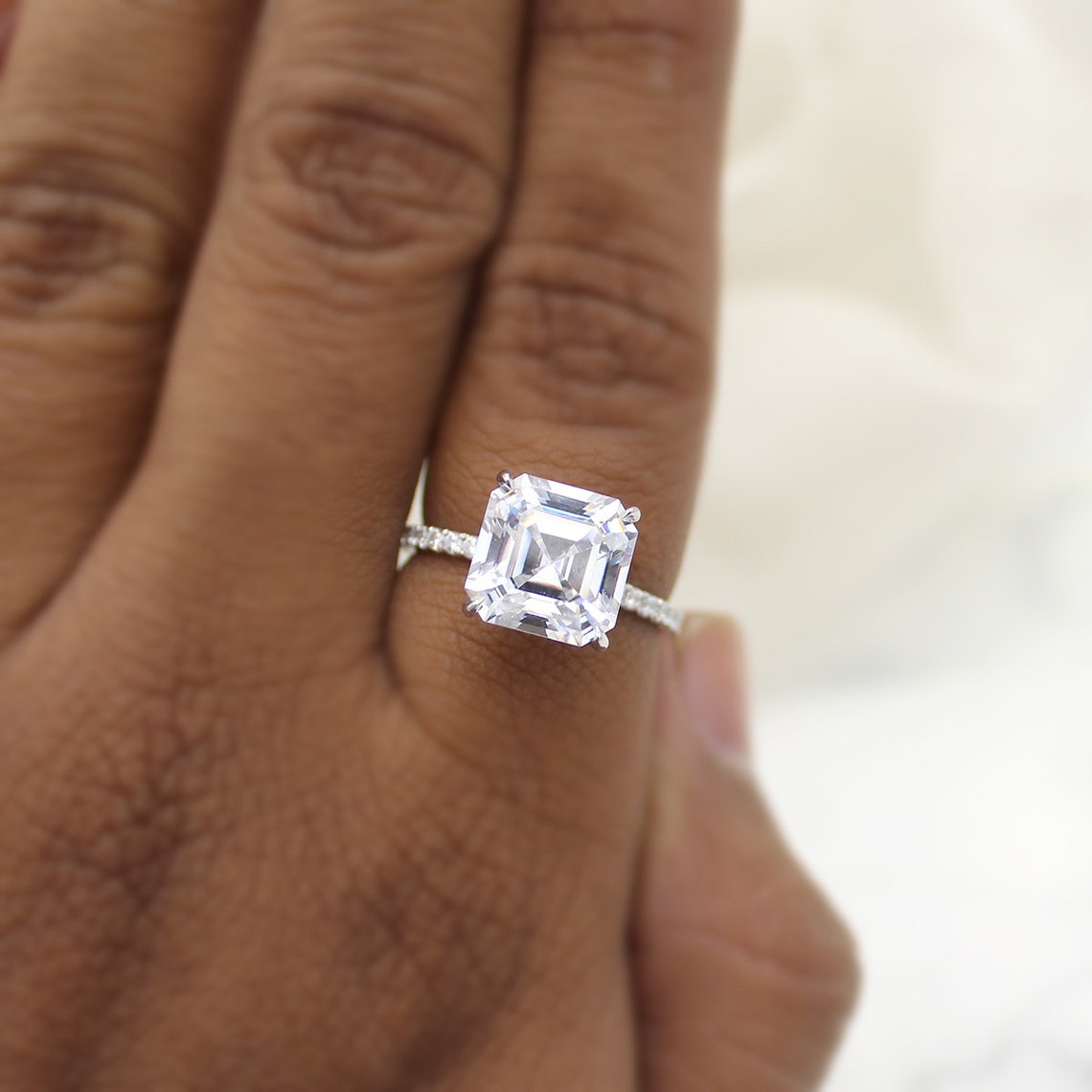 5 CT Asscher Cut Solitaire Engagement Ring Wedding Diamond | Etsy