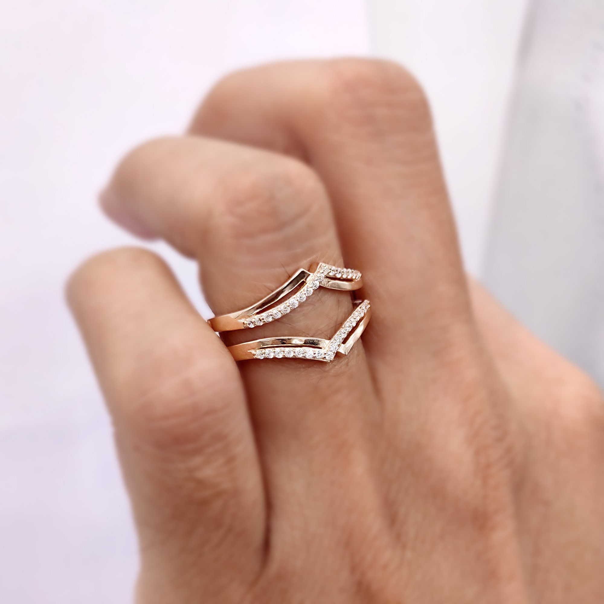 Enhancer Ring Engagement Enhancer Guard Ring Diamond Wedding | Etsy