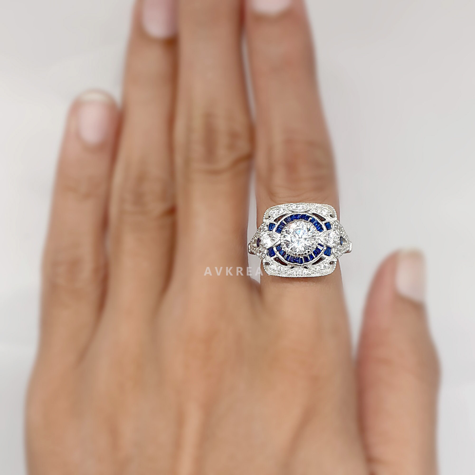 Vintage Art Deco Reproduction Ring 925 Sterling Silver | Etsy