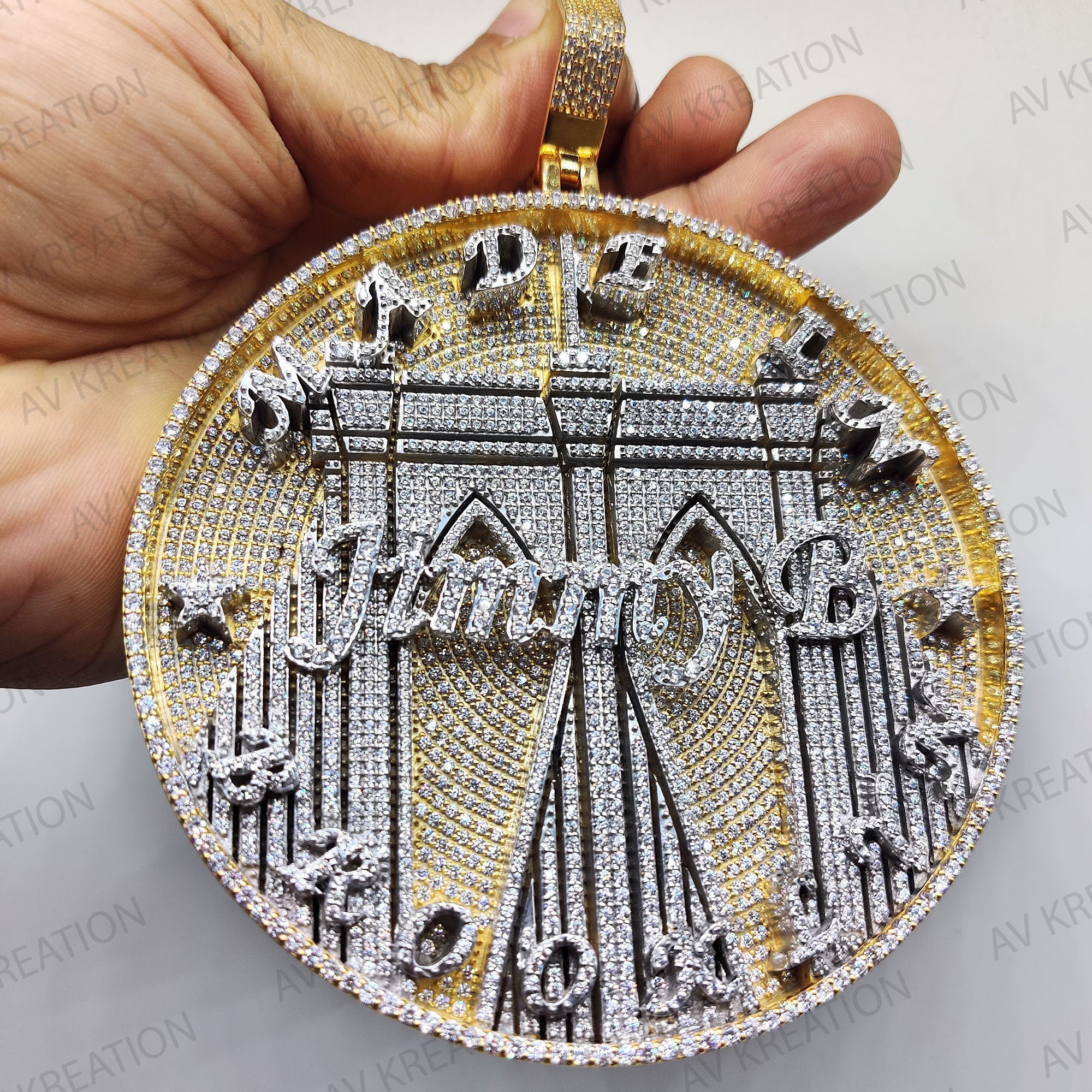 Big 6 Inch Custom Made Hip Hop Pendant Round Simulated | Etsy