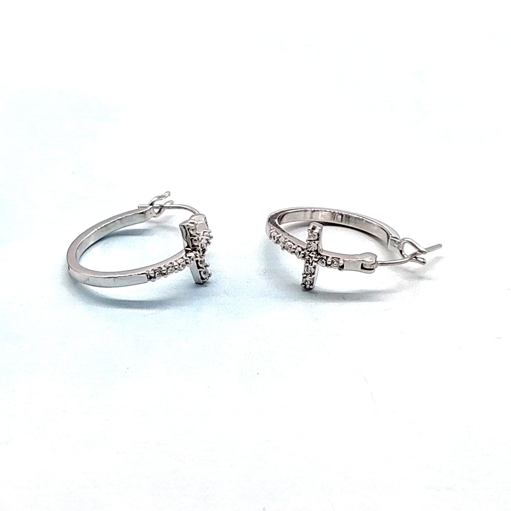 Cross Hoop Earrings Delicate Hoop Earrings Cross Earrings - Etsy