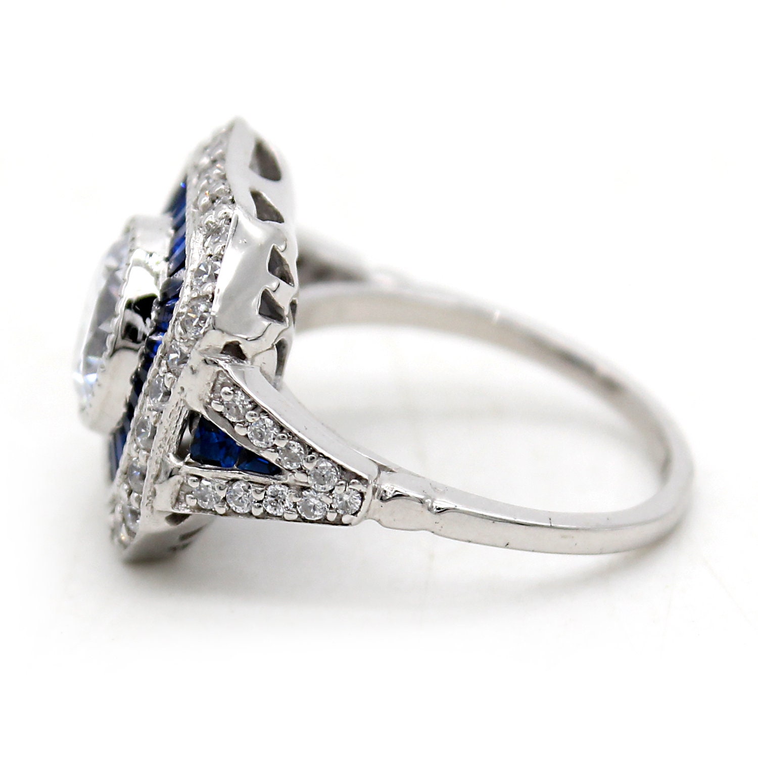 2 CT Vintage Art Deco Reproduction Ring 925 Sterling Silver - Etsy