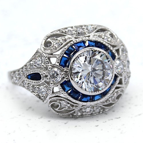 Two Stone Art Deco Reproduction Ring 925 Sterling Silver - Etsy