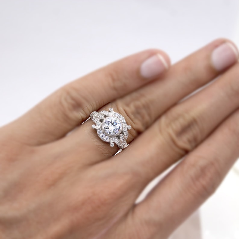 Art Deco Reproduction Ring 1.50 CT Round Art Deco Inspired | Etsy