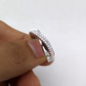 Twisted Diamond Simulant Wedding Band Double Row Half Eternity - Etsy