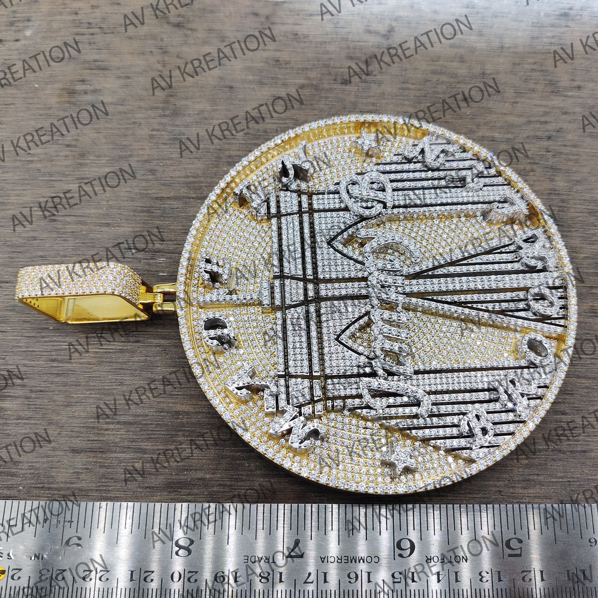 Big 6 Inch Custom Made Hip Hop Pendant Round Simulated | Etsy